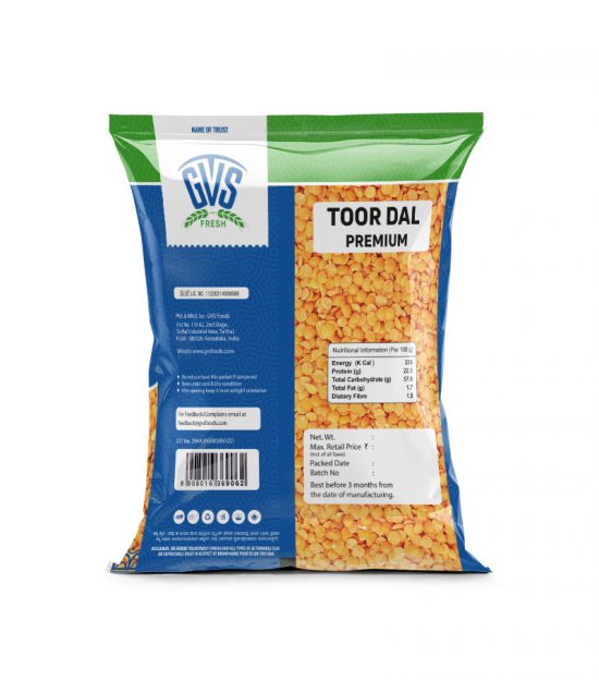 GVS Foods - Toor Dal Premium 500g, 1Kg